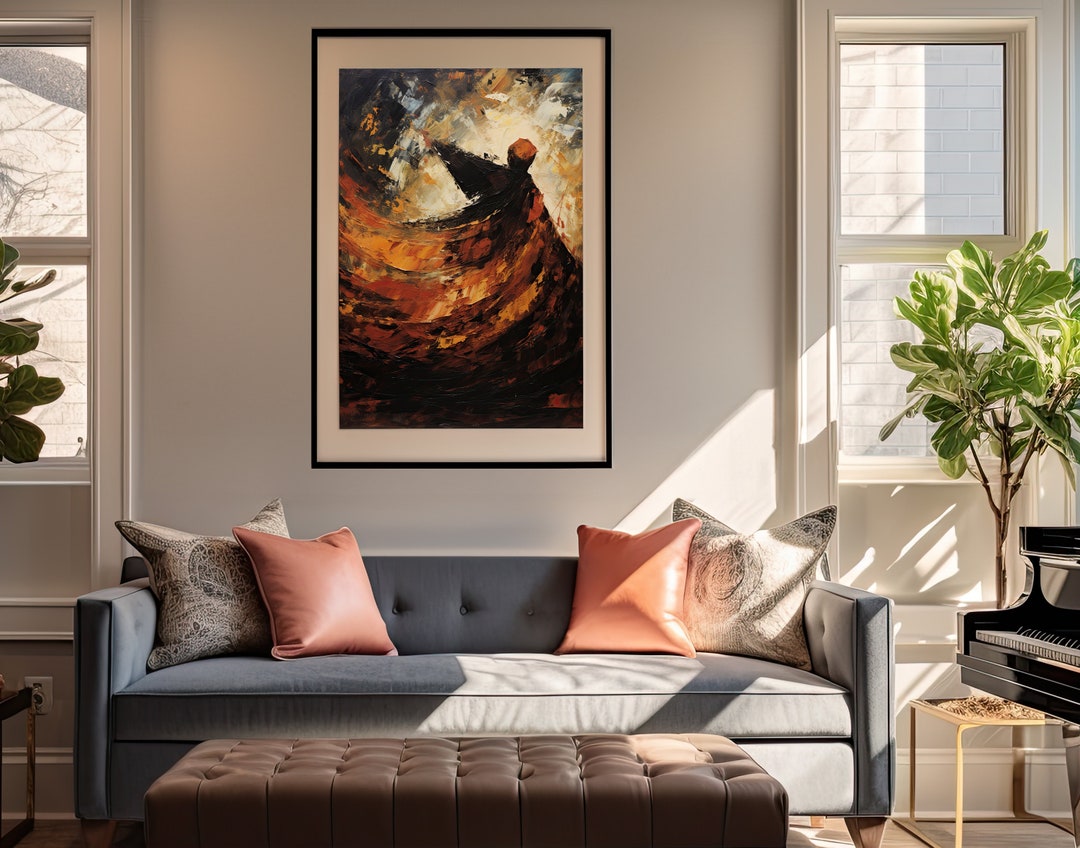 Abstract Whirling Dervish Art Spirited Dance in Warm Earth Tones ...