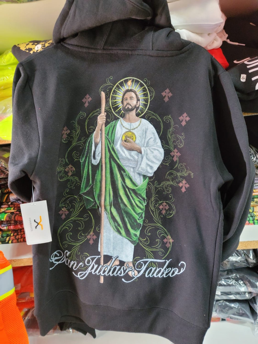 San Judas Tadeo Hoodie Saint Jude Pullover Black Graphic Warm With ...
