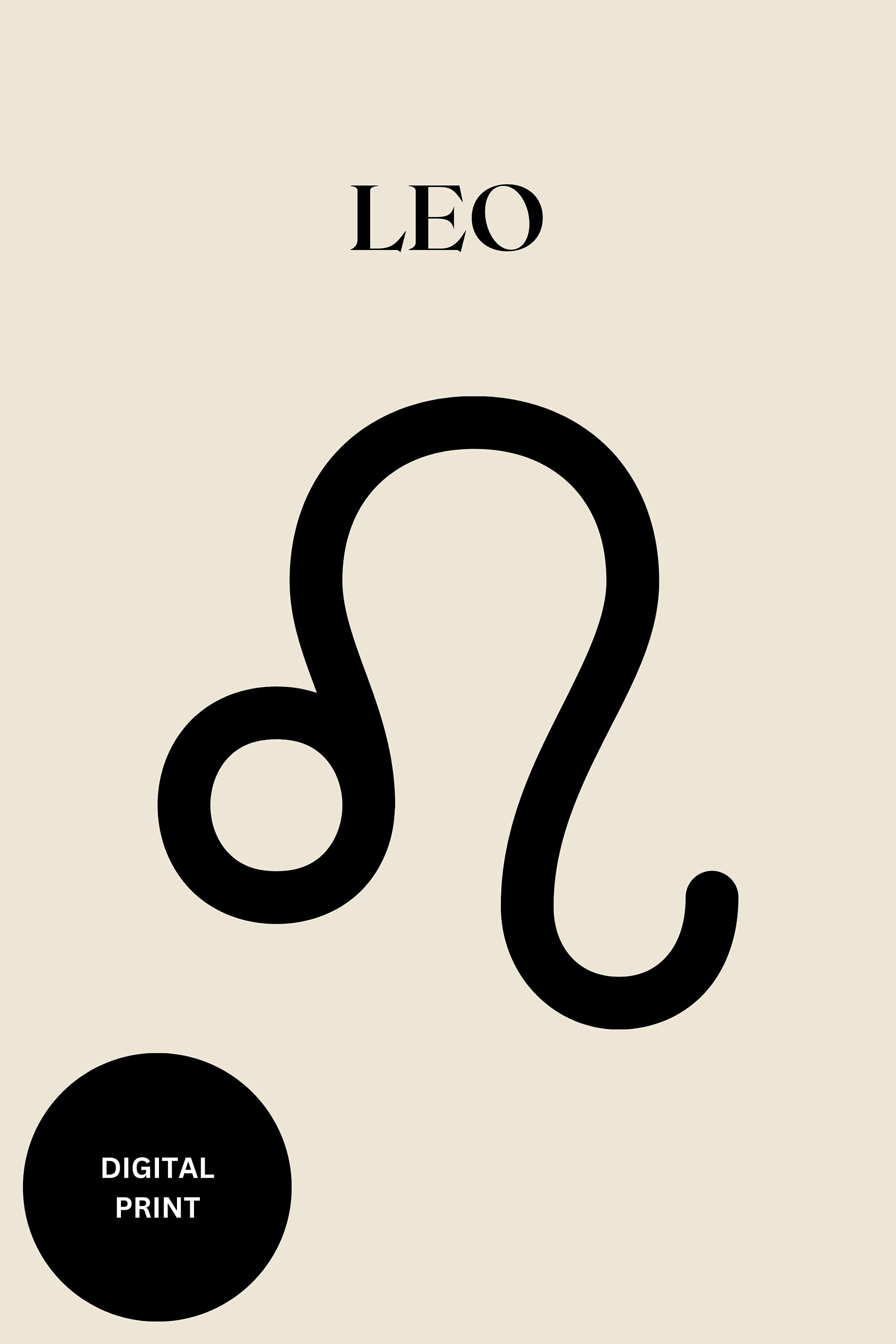 Minimalist Wall Art Leo Printable Art Leo Symbol and Constellation Leo ...