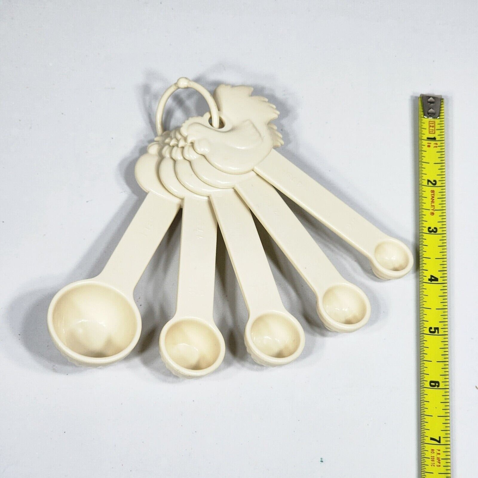 Paula Deen Nesting Chicken Rooster 5 Pc Measuring Spoons Almond Vintage ...
