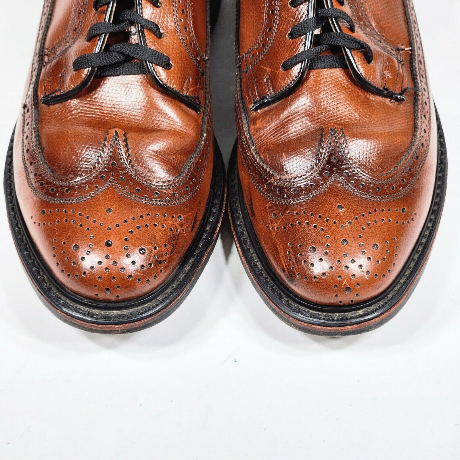 Florsheim Vintage Shoe Wingtip Oxfords Pebbled Brown Leather 75676 Size ...