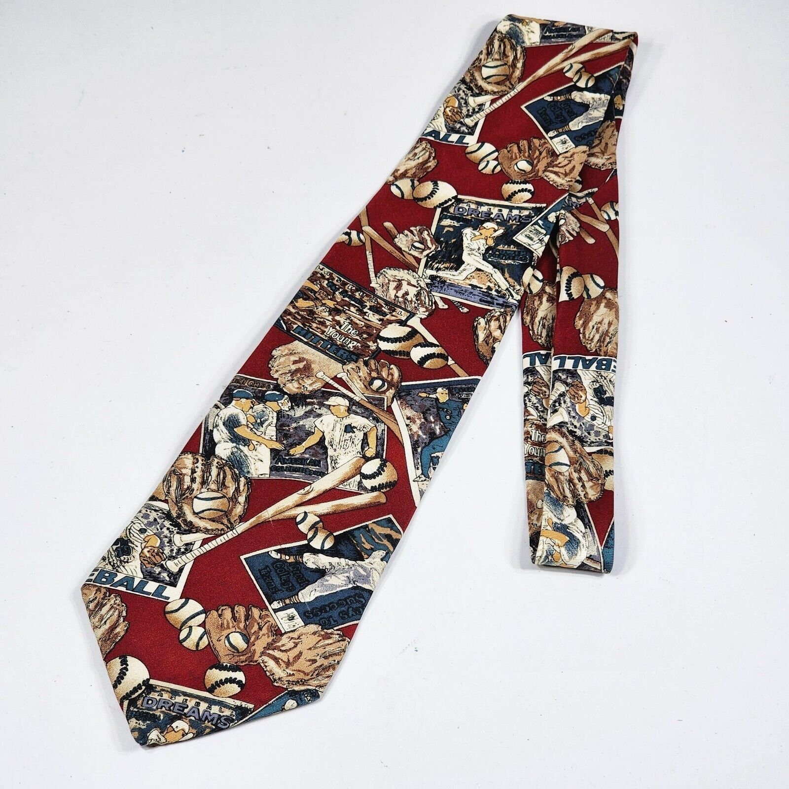 Spencer & Lowe Tie Necktie Men Blue Baseball Bat Glove Catch Ball ...