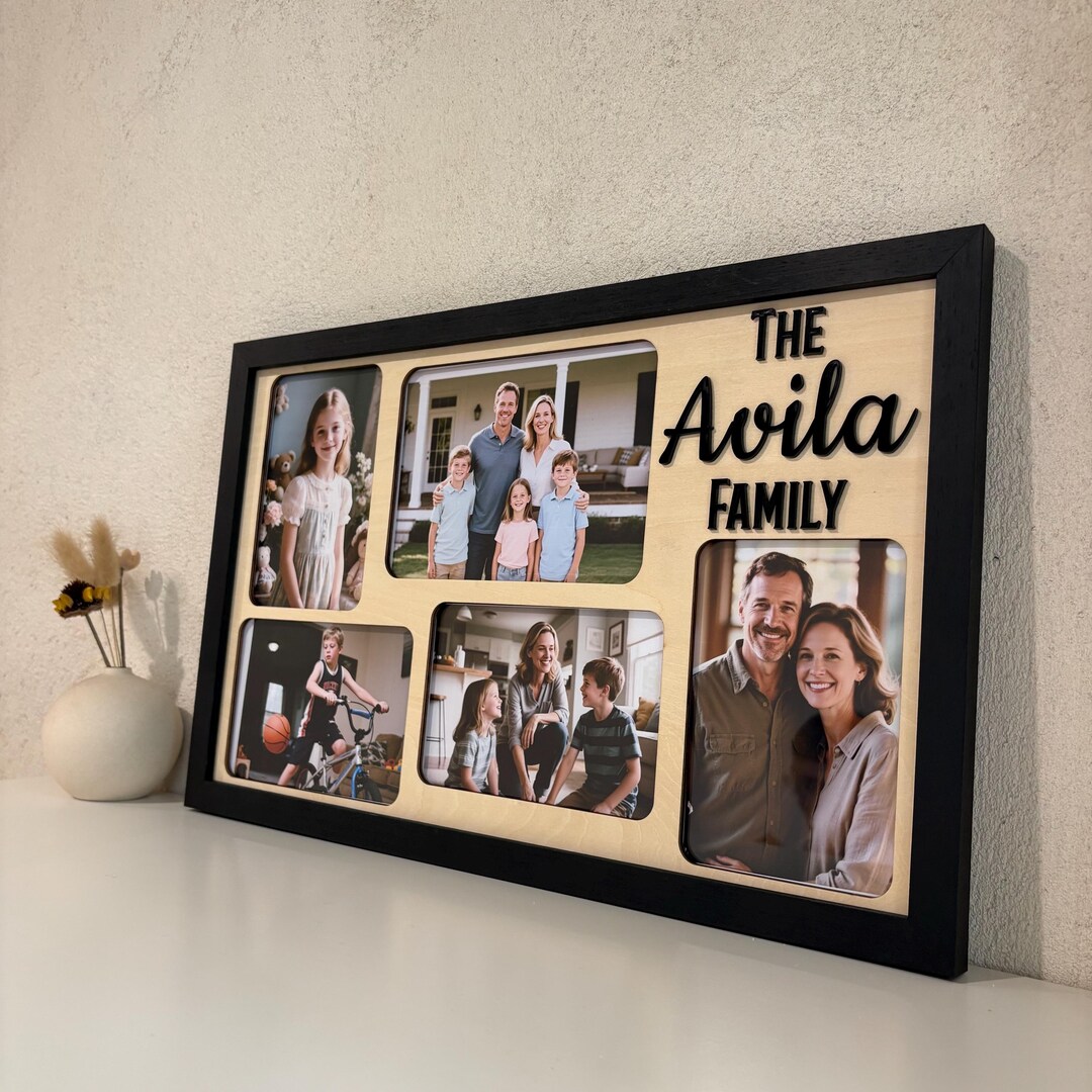 Personalized Family Picture Collage Frame: Custom 3D Letters Wood Multi ...