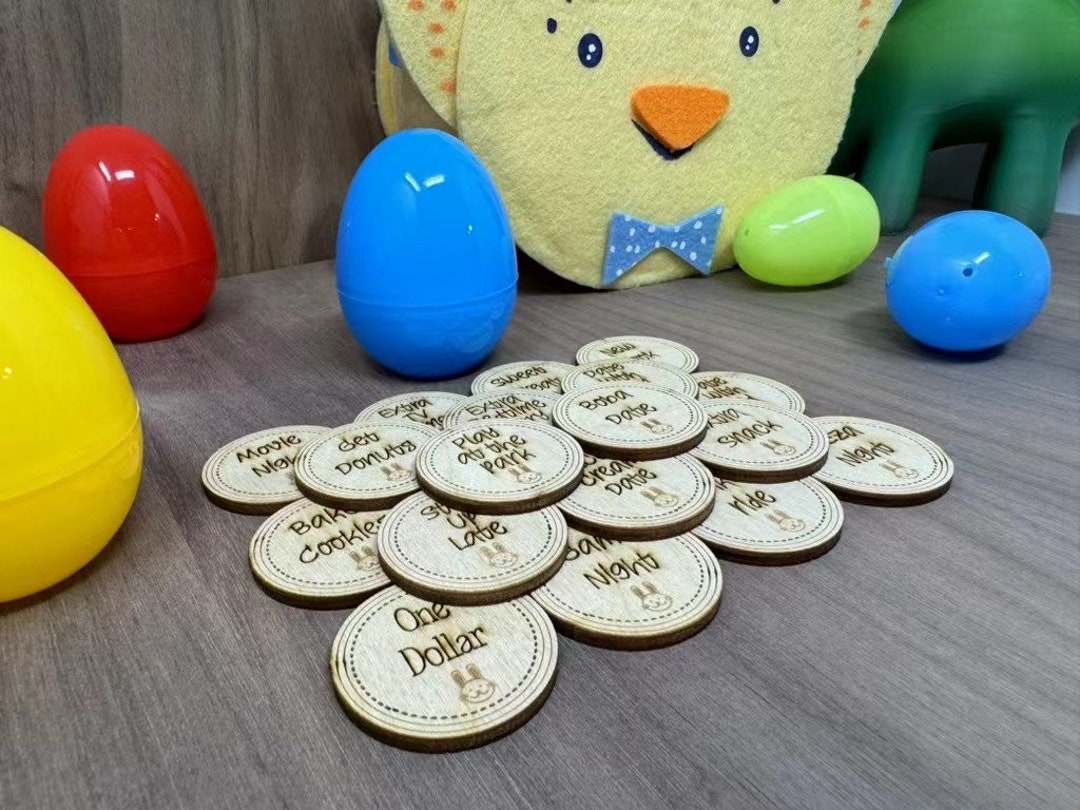 20 Easter Tokens Wooden Reward Coins Easter Egg Hunt Tokens Set of 20 ...