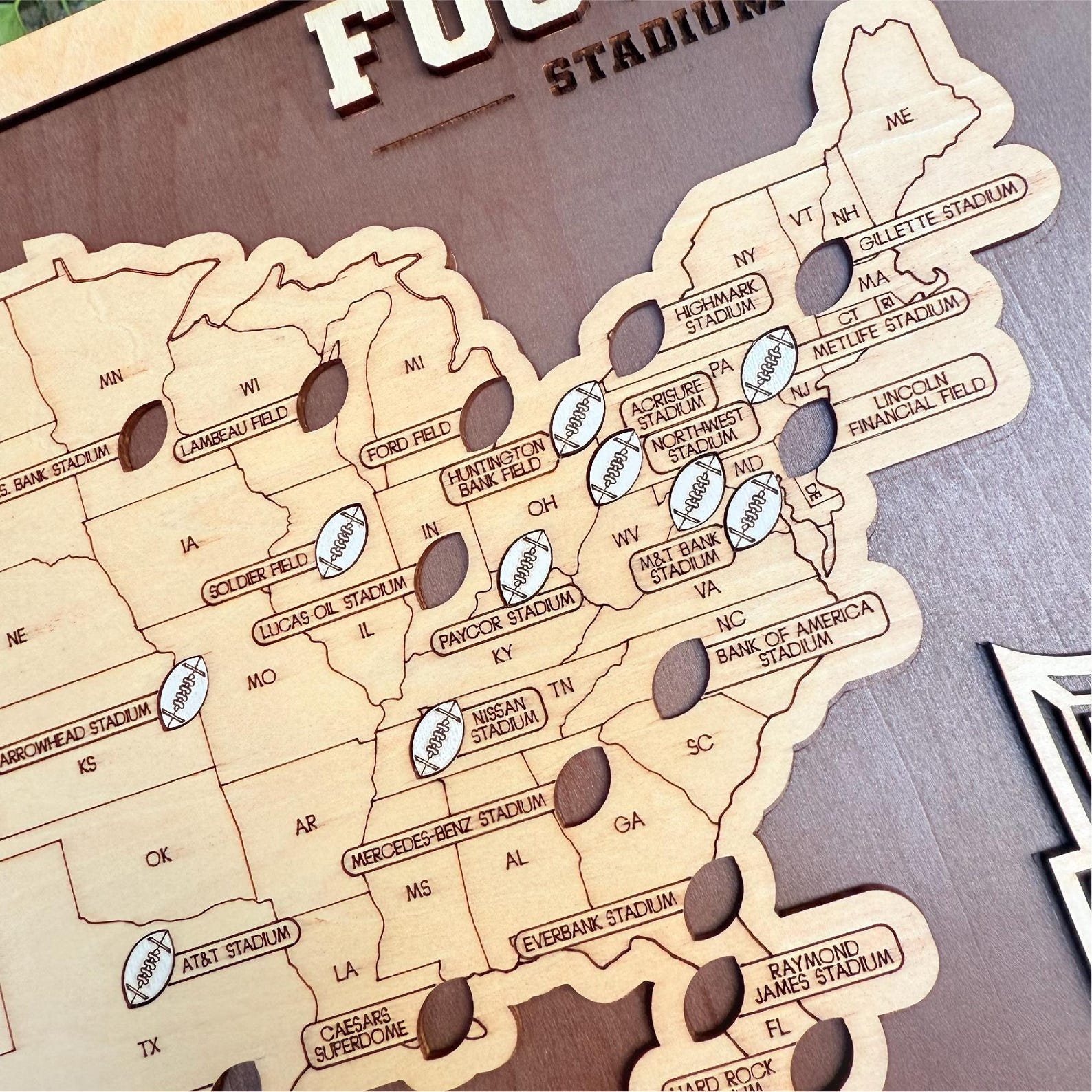 Personalized NFL Stadium Travel Map | Wooden Football Fan Gift - 3 ...