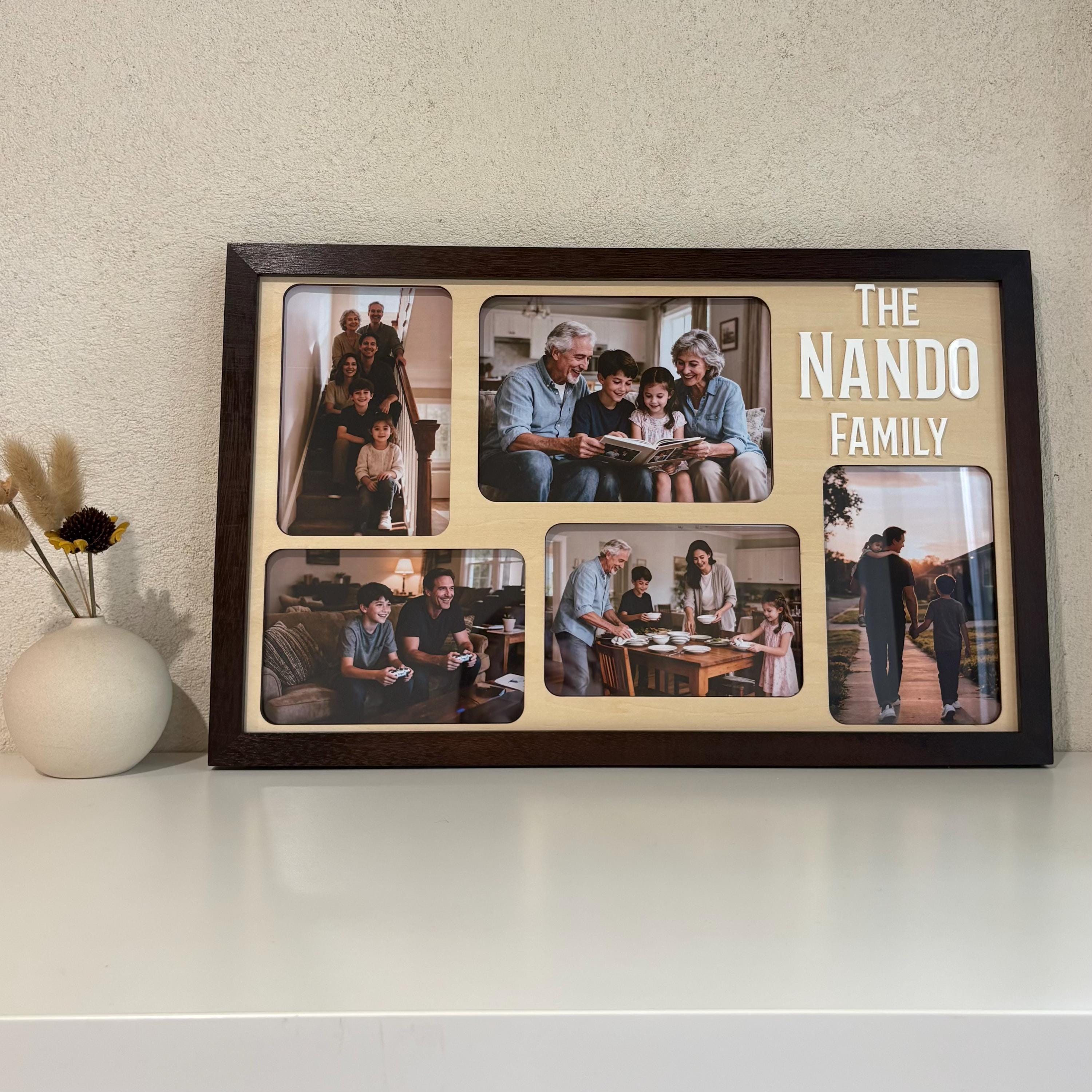Personalized Family Photo Collage Frame: Custom 3D Letters Wood Photo ...