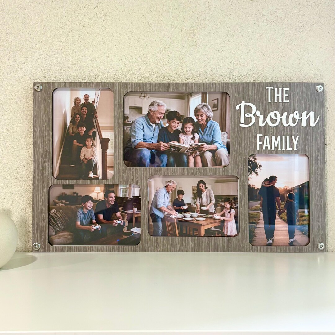 Personalized Family Photo Collage Frame: Custom 3D Letters Wood Multi ...