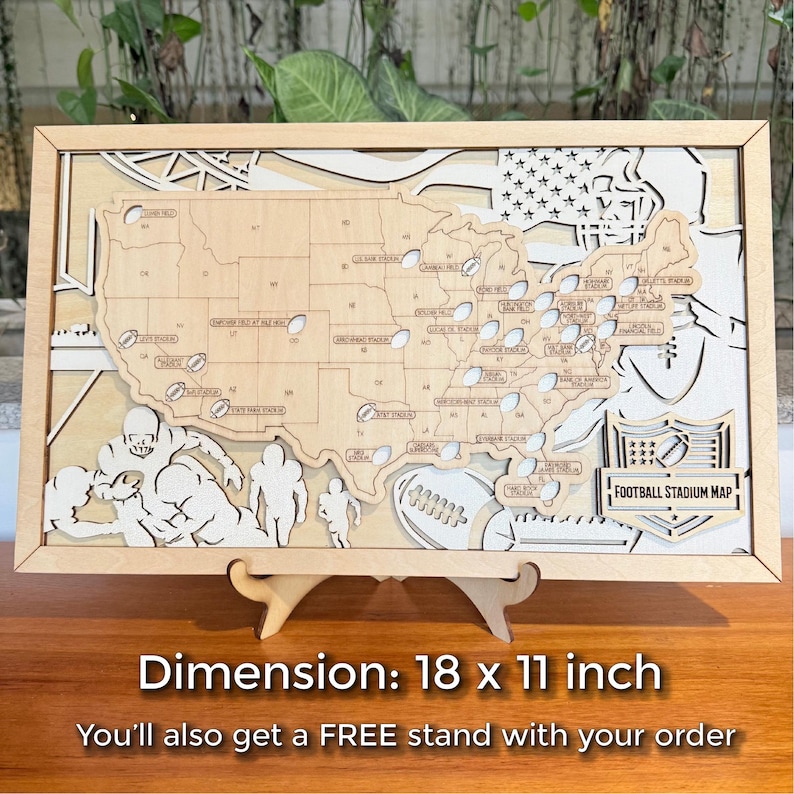 Personalized NFL Stadium Travel Map: Wooden Football Fan Gift - Etsy