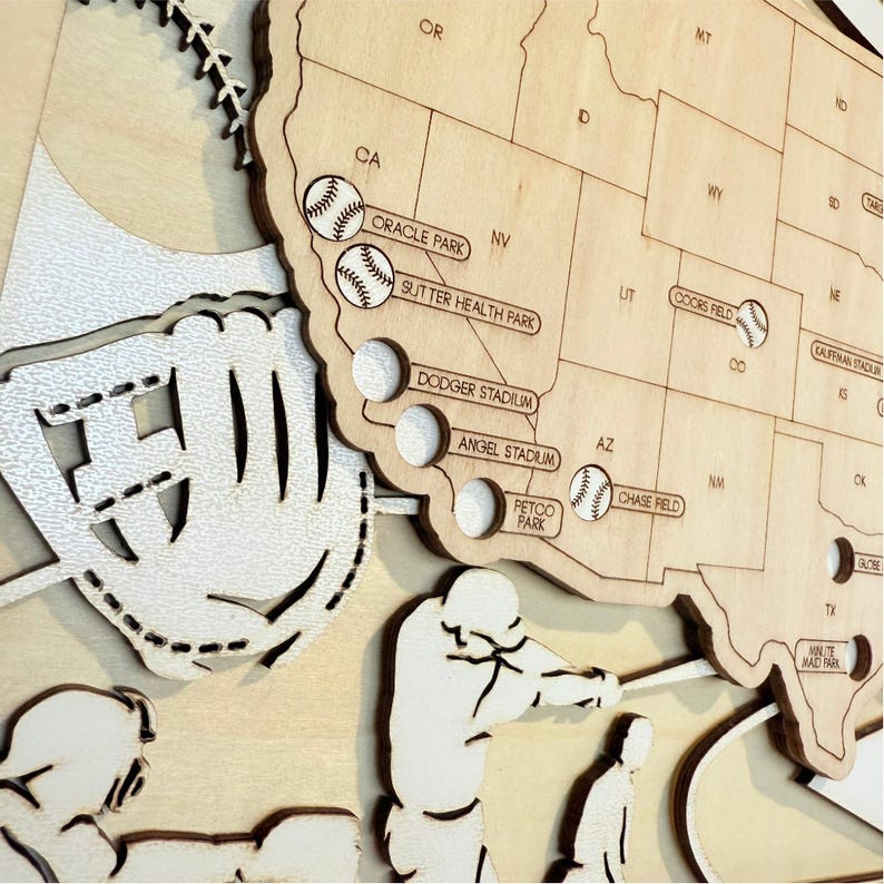 Personalized Baseball Stadium Travel Map | Wooden MLB Ballpark Bucket ...