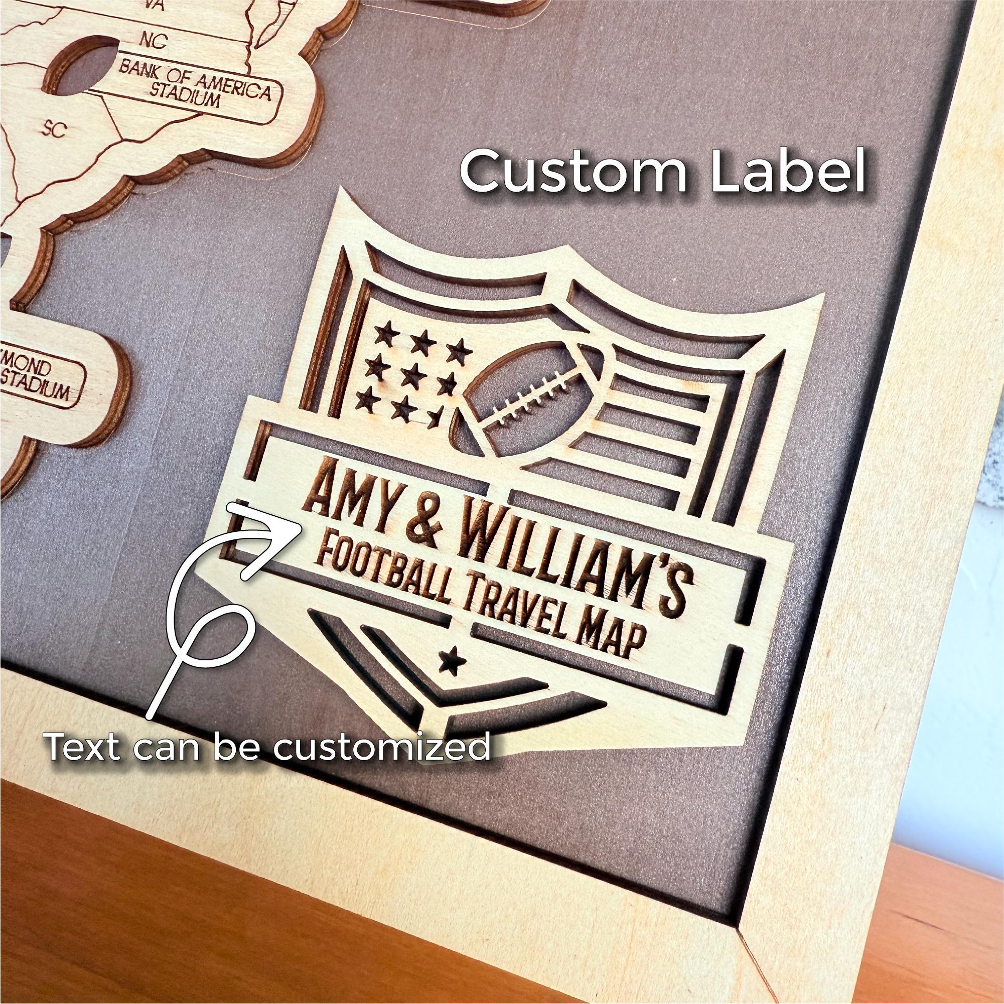 Personalized NFL Stadium Travel Map | Wooden Football Fan Gift - 3 ...