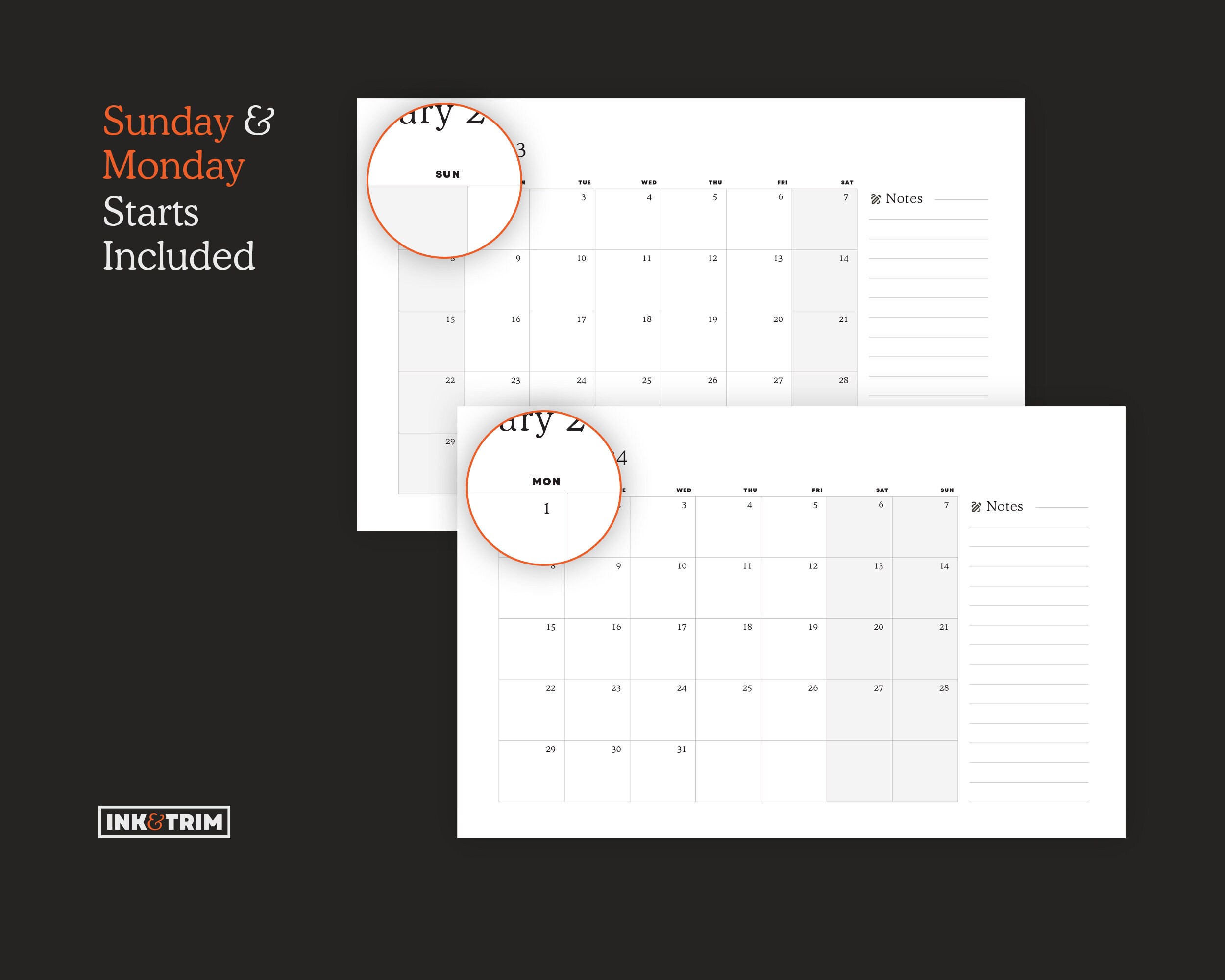 2024 Monthly Planner Half Letter Size Landscape, 12 Month Calendar ...