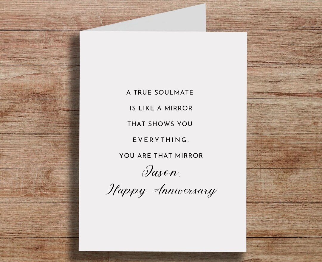 Romantic Anniversary Card A True Soulmate is Like A Mirror - Etsy