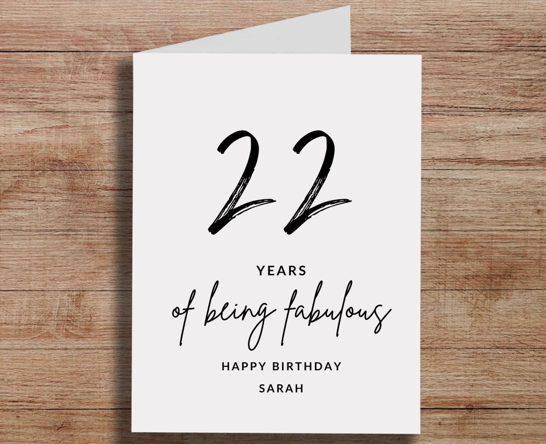 22nd Birthday | 22 Years of Being Fabulous, Happy Birthday Sarah, Card ...