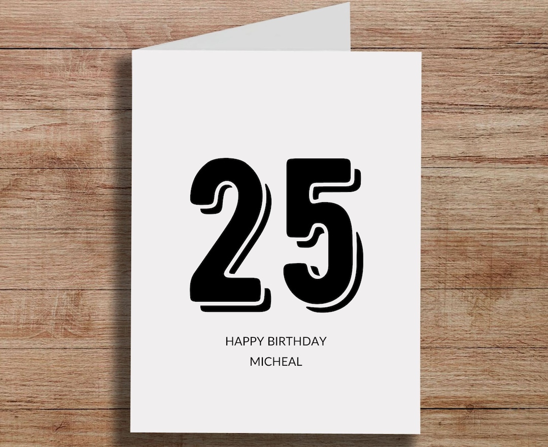25th Birthday Card 25 Happy Birthday Micheal Twenty Five - Etsy