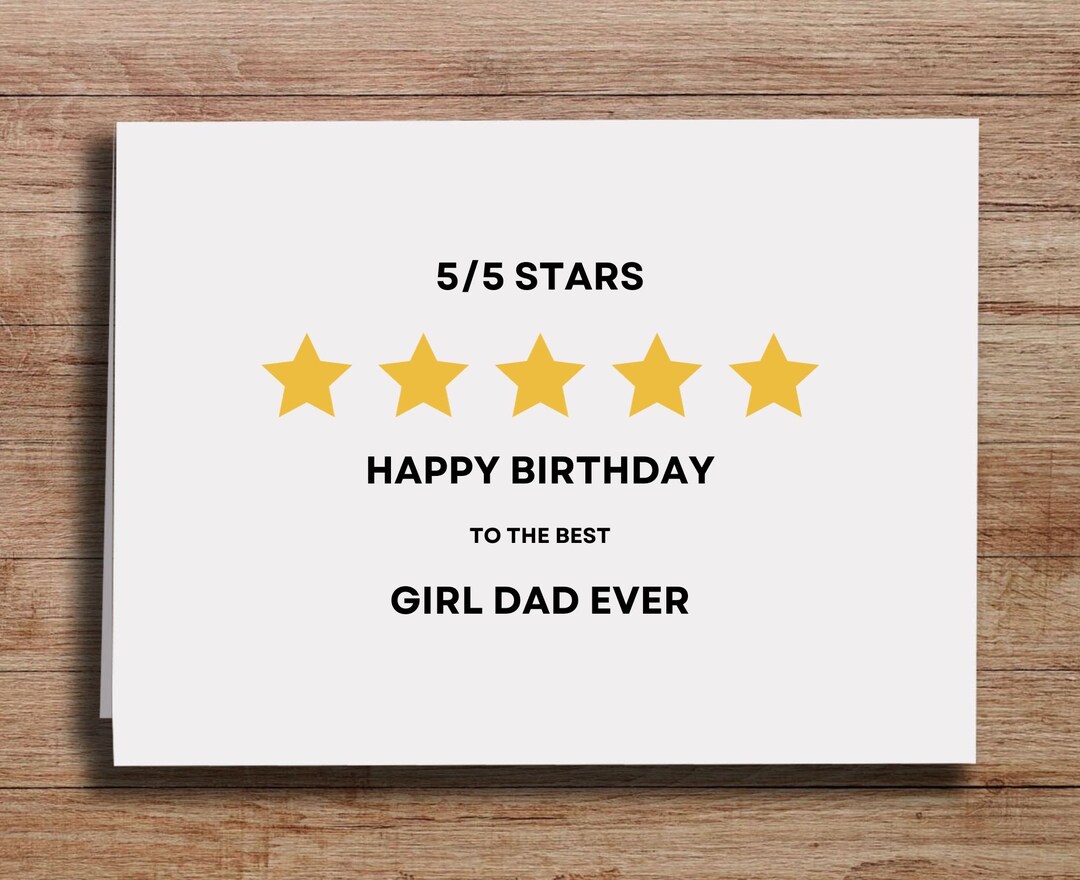 Five Star Dad Birthday Card, Girl Dad Birthday, Father Daughter Card ...