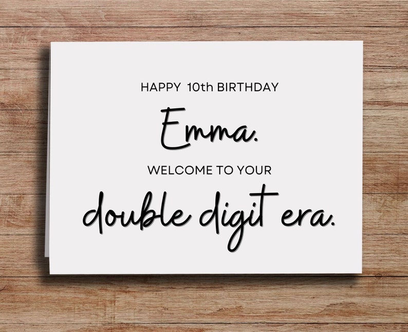 Personalized 10th Birthday Card: Double Digit Era - Etsy