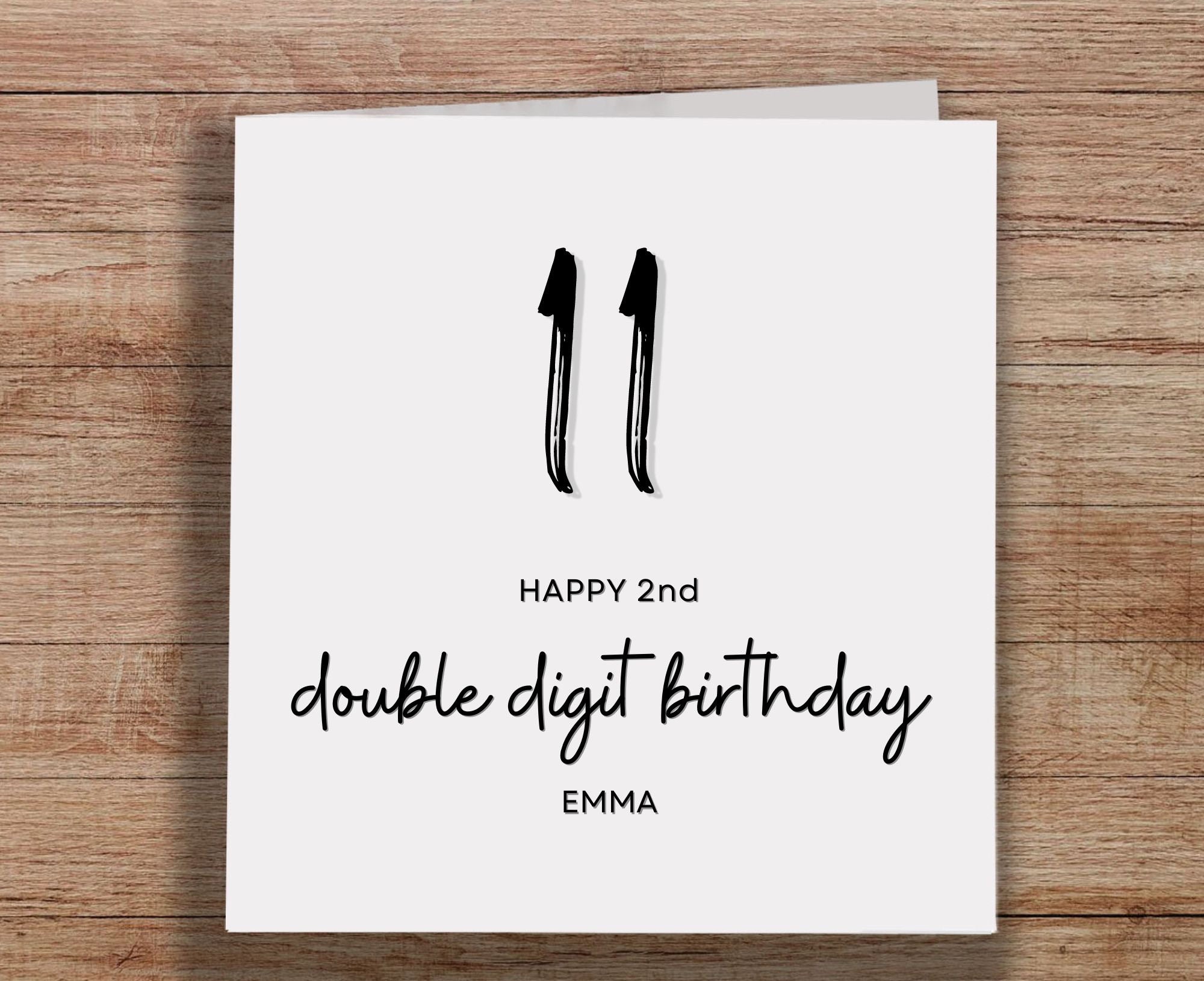 11th Birthday Card, Card for Eleven Years Old, 11, Happy Second Double ...
