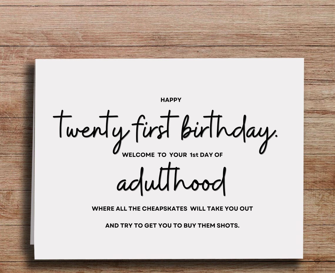 Funny Birthday 21, 21st Birthday Card, Happy Twenty First Birthday ...