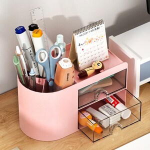 Sleek Desk Organizer With Drawer Storage Pen Holder Multifunctional - Etsy