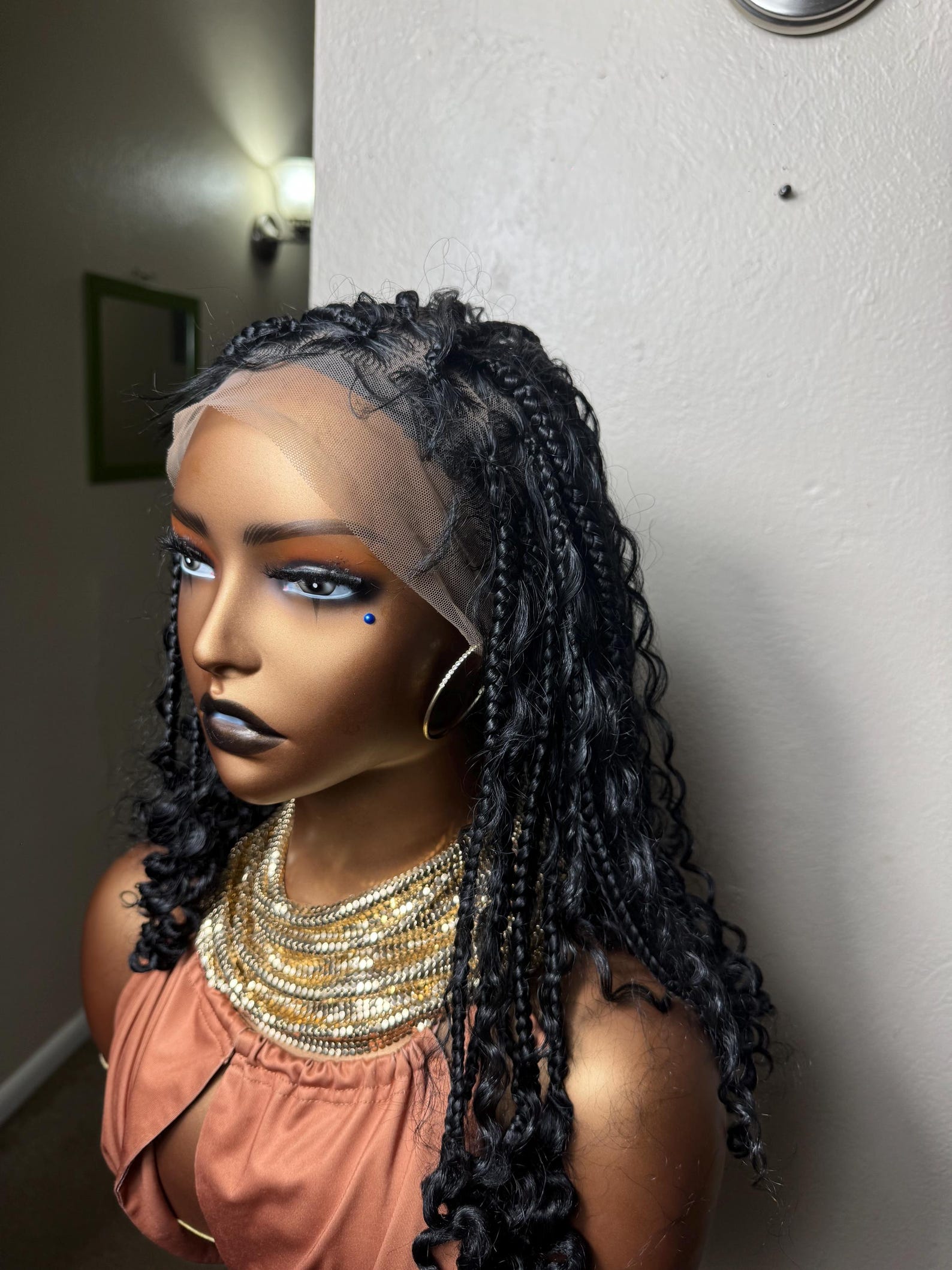 Full Lace Goddess Braided Wig Boho Style Curls at Bottom . - Etsy