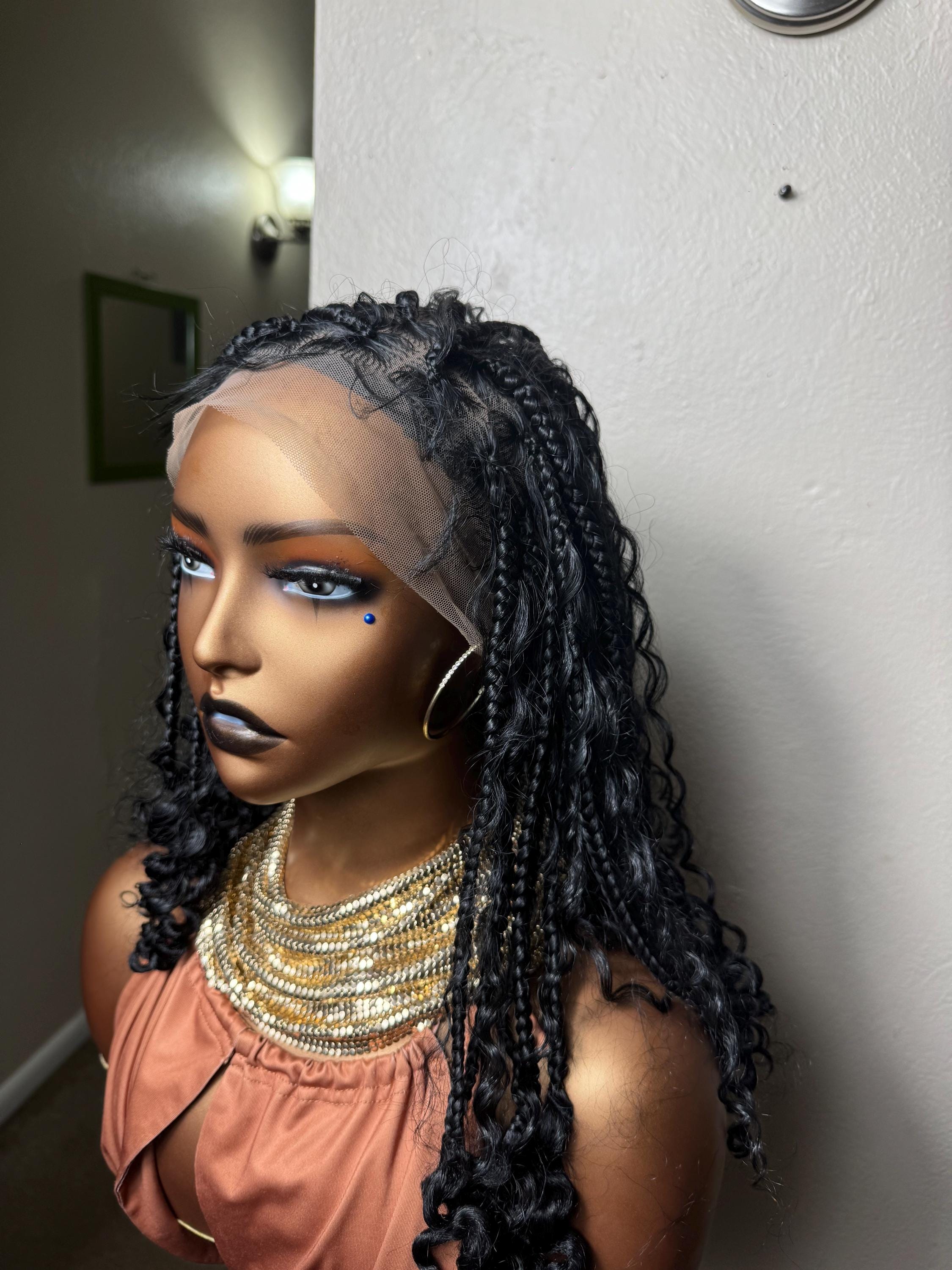 Full Lace Goddess Braided Wig Boho Style Curls at Bottom . - Etsy