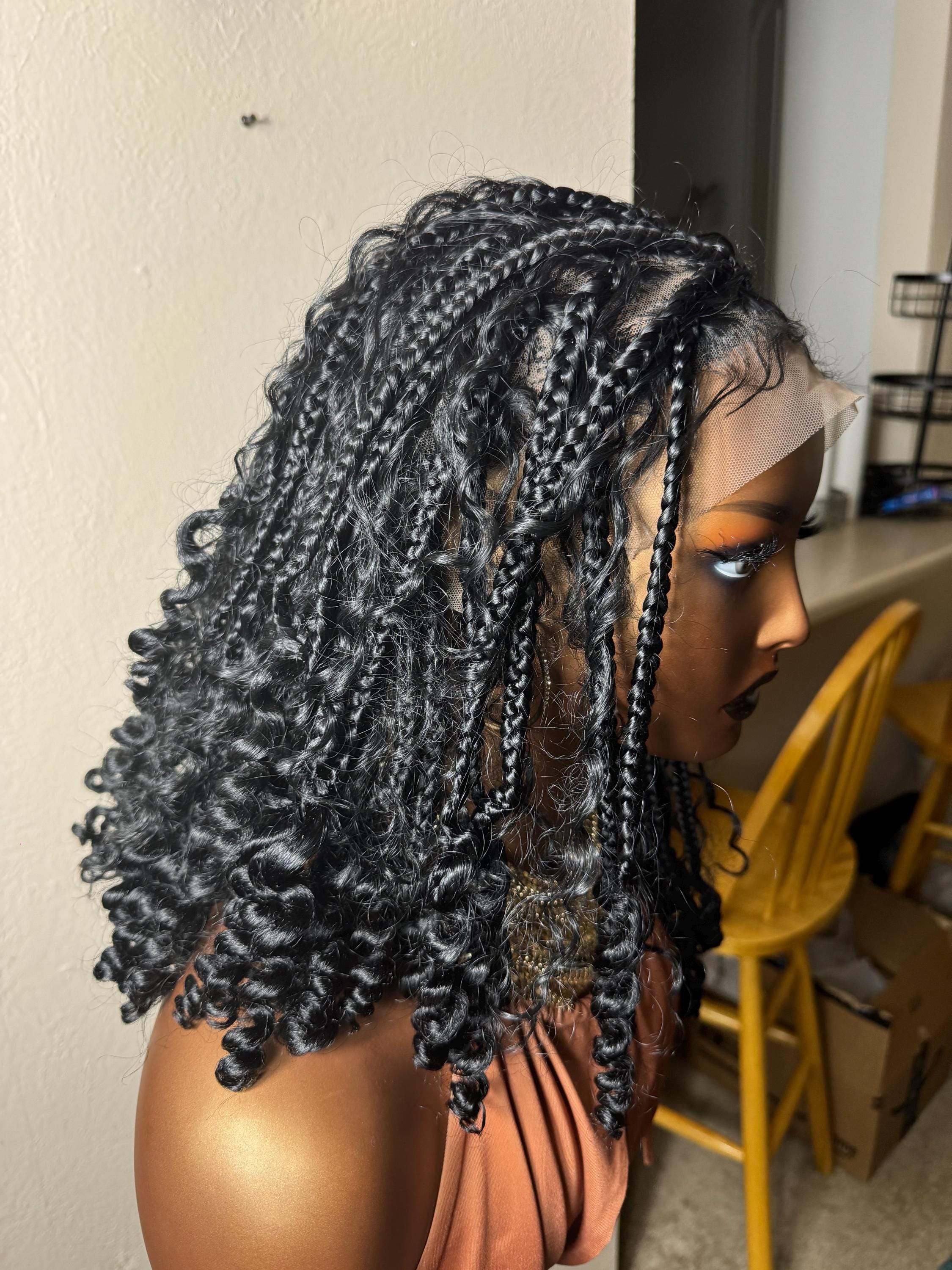 Full Lace Goddess Braided Wig Boho Style Curls at Bottom . - Etsy