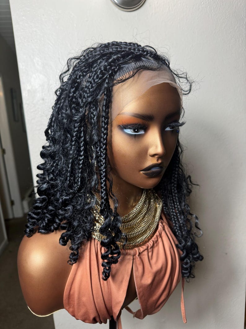 Full Lace Goddess Braided Wig Boho Style Curls at Bottom . - Etsy