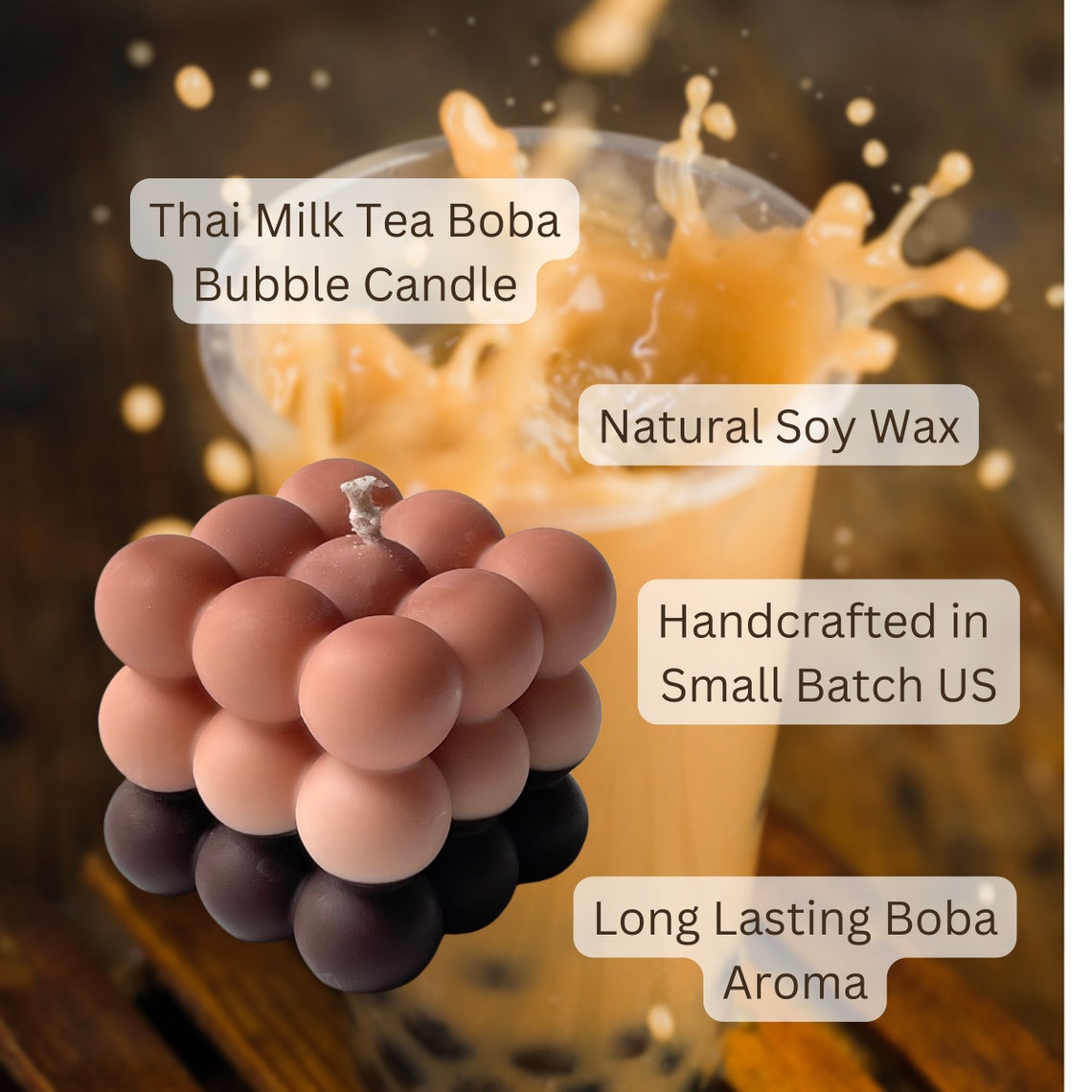Bubble Tea Inspired Boba Bubble Candle Decorative Scented Soy - Etsy