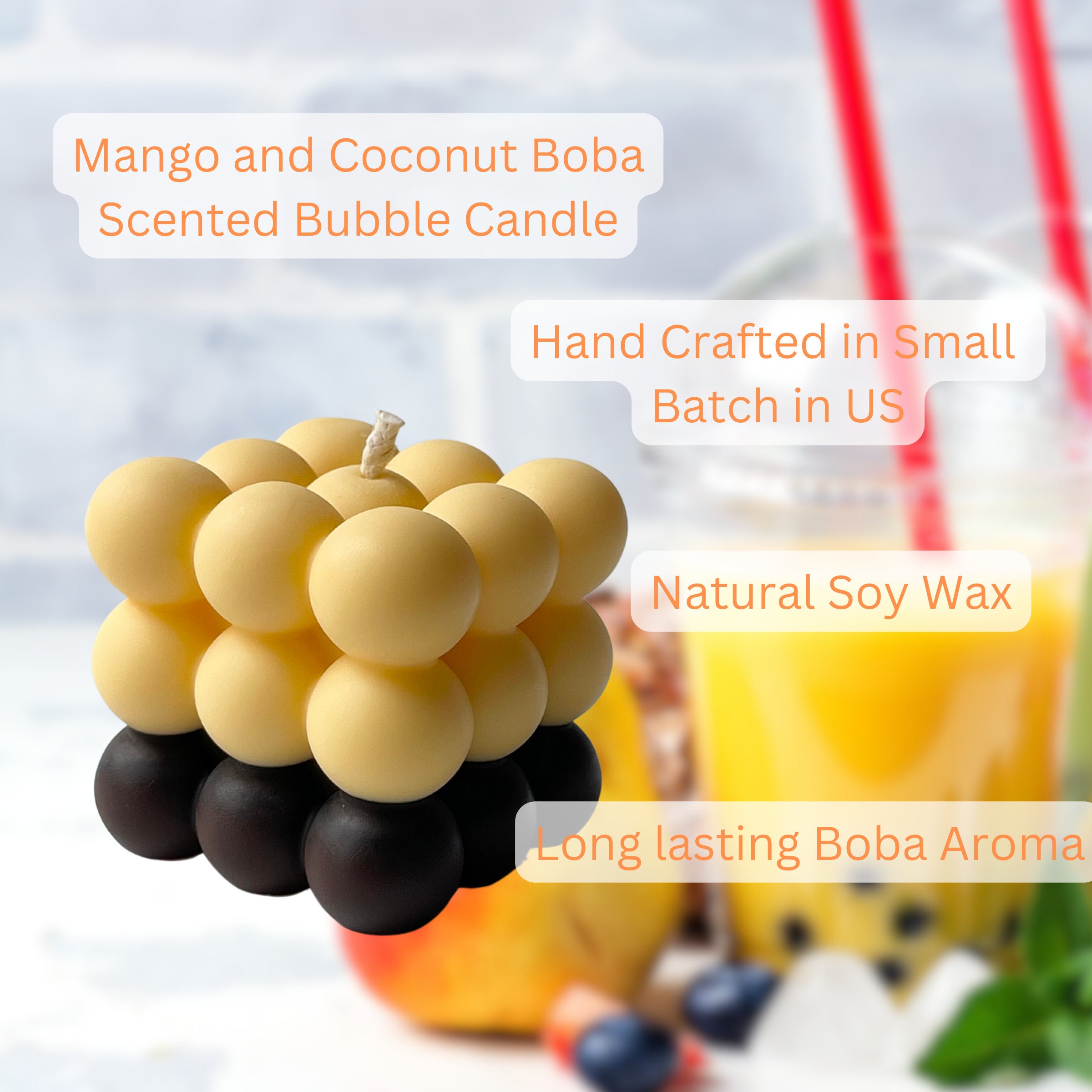 Bubble Tea Inspired Boba Bubble Candle Decorative Scented Soy - Etsy