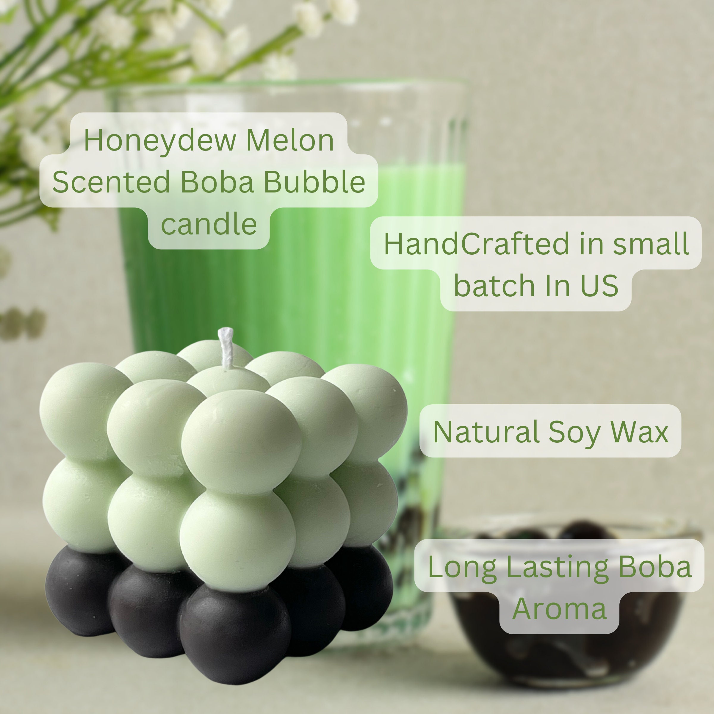 Bubble Tea Inspired Boba Bubble Candle Decorative Scented Soy - Etsy