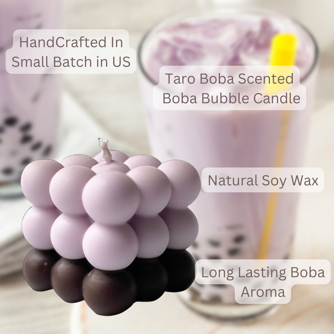 Bubble Tea Inspired Boba Bubble Candle Decorative Scented Soy - Etsy