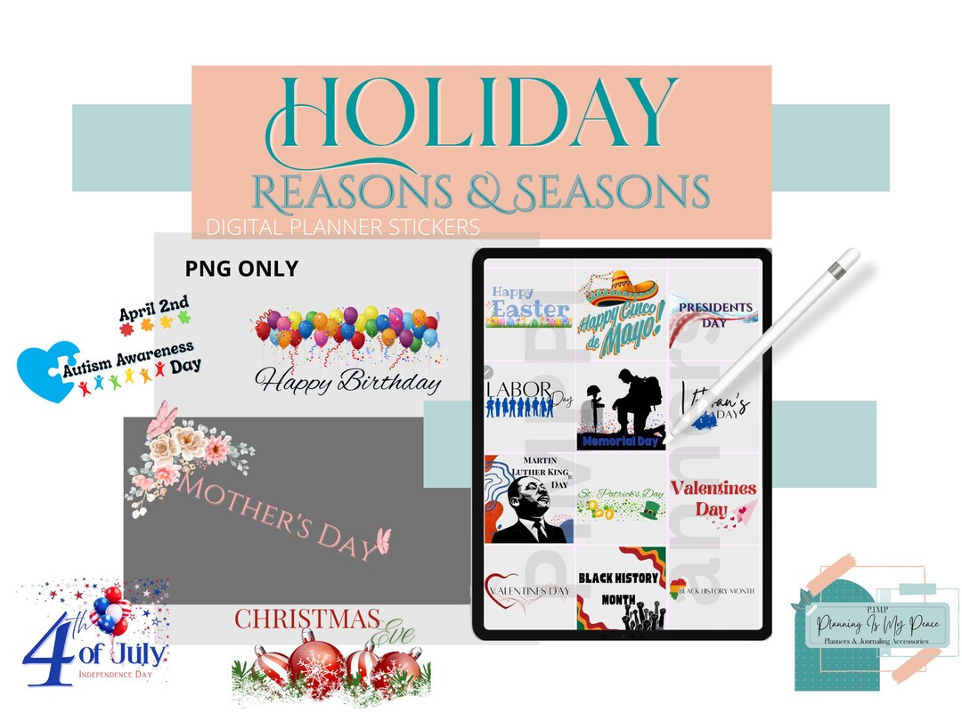Holiday and Seasons Digital Stickers: PNG Only - Etsy
