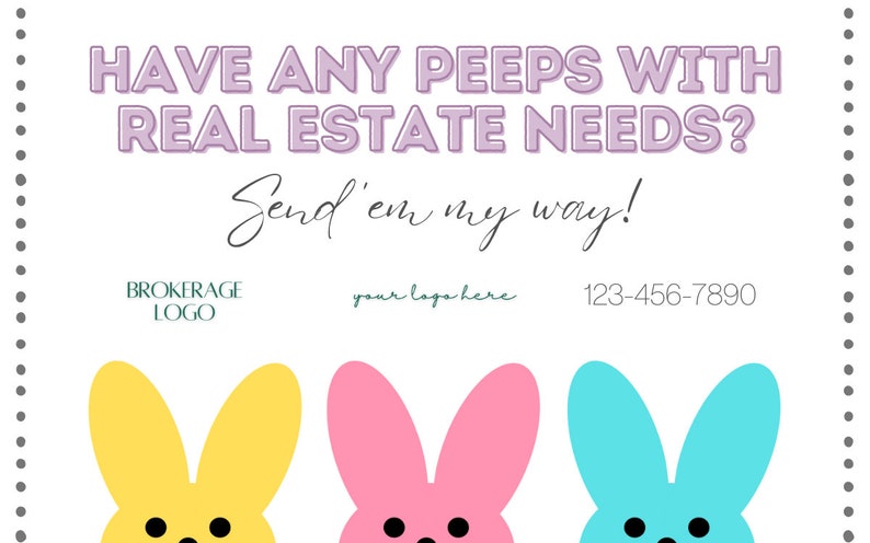 Peeps Pop by Tag, Easter, April, Editable in Canva, Real Estate - Etsy