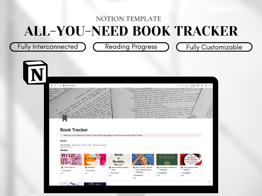Notion Book Tracker Notion Template Reading Tracker Reading - Etsy