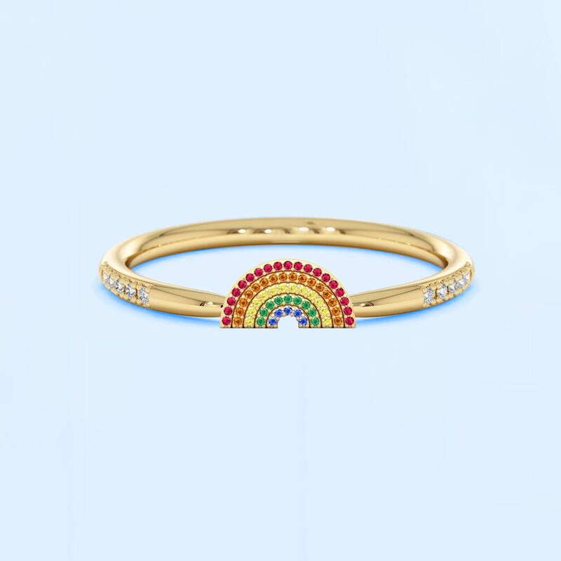 Rainbow Diamond Ring - Etsy