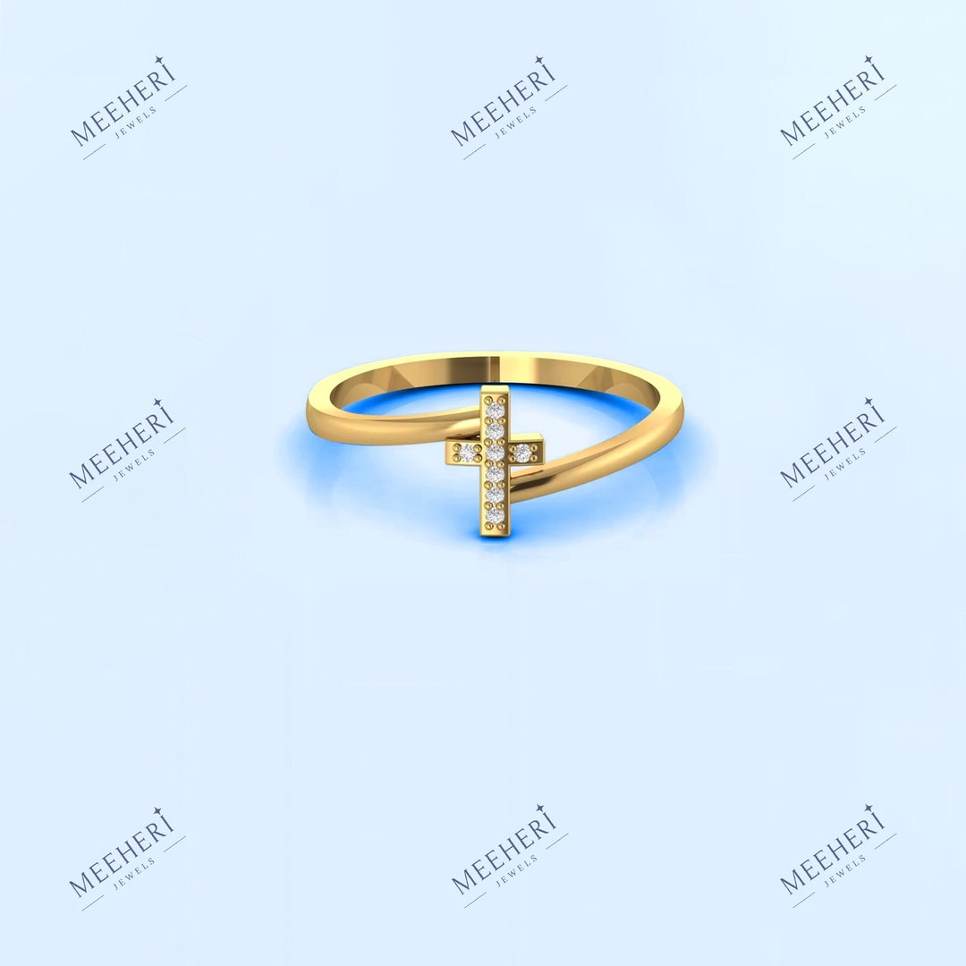 Diamond Cross Ring, Dainty Cross Ring, Baptism Cross Ring, Christian ...