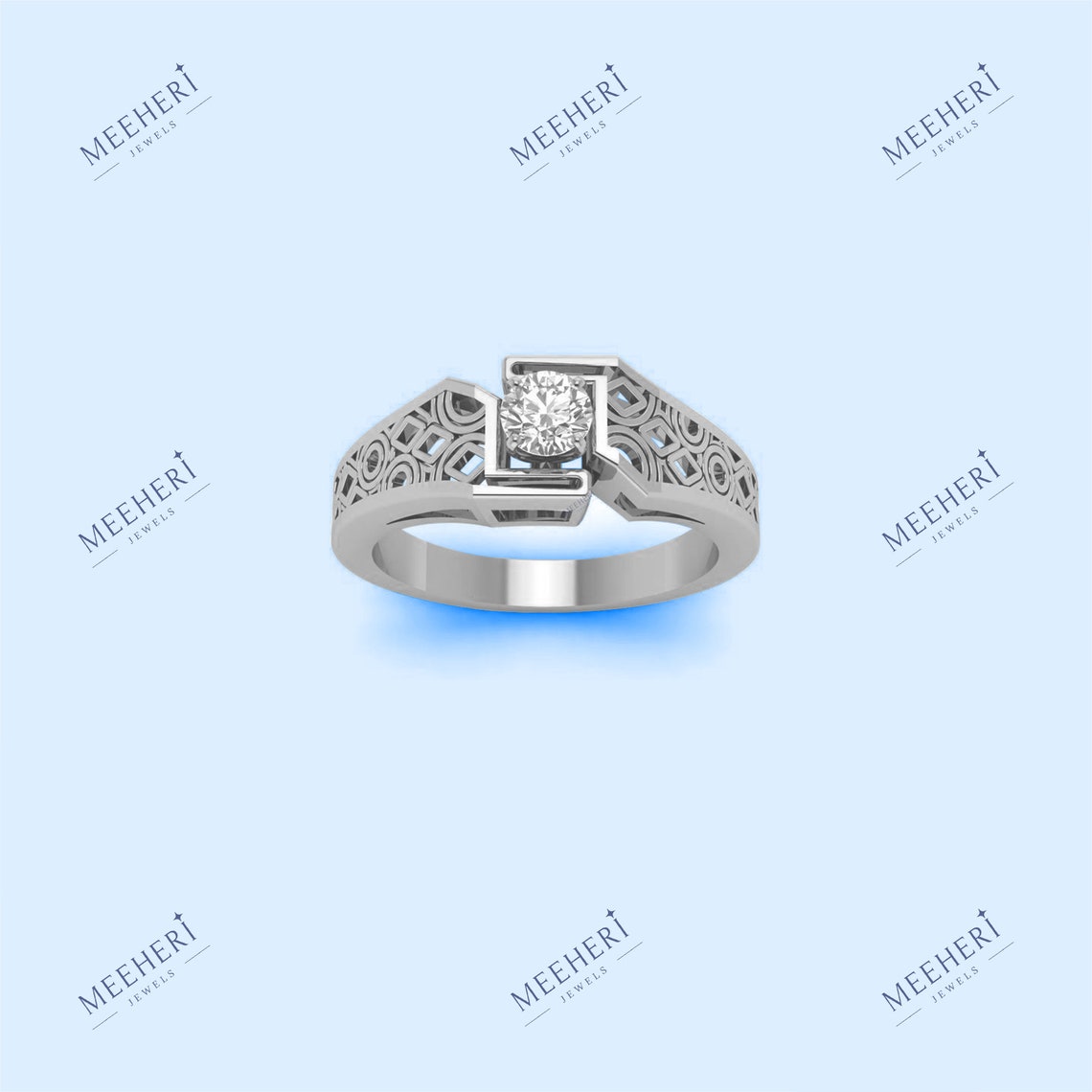 1ct Round Cut Solitaire Men's Diamond Ring, Engagement Ring for Men ...