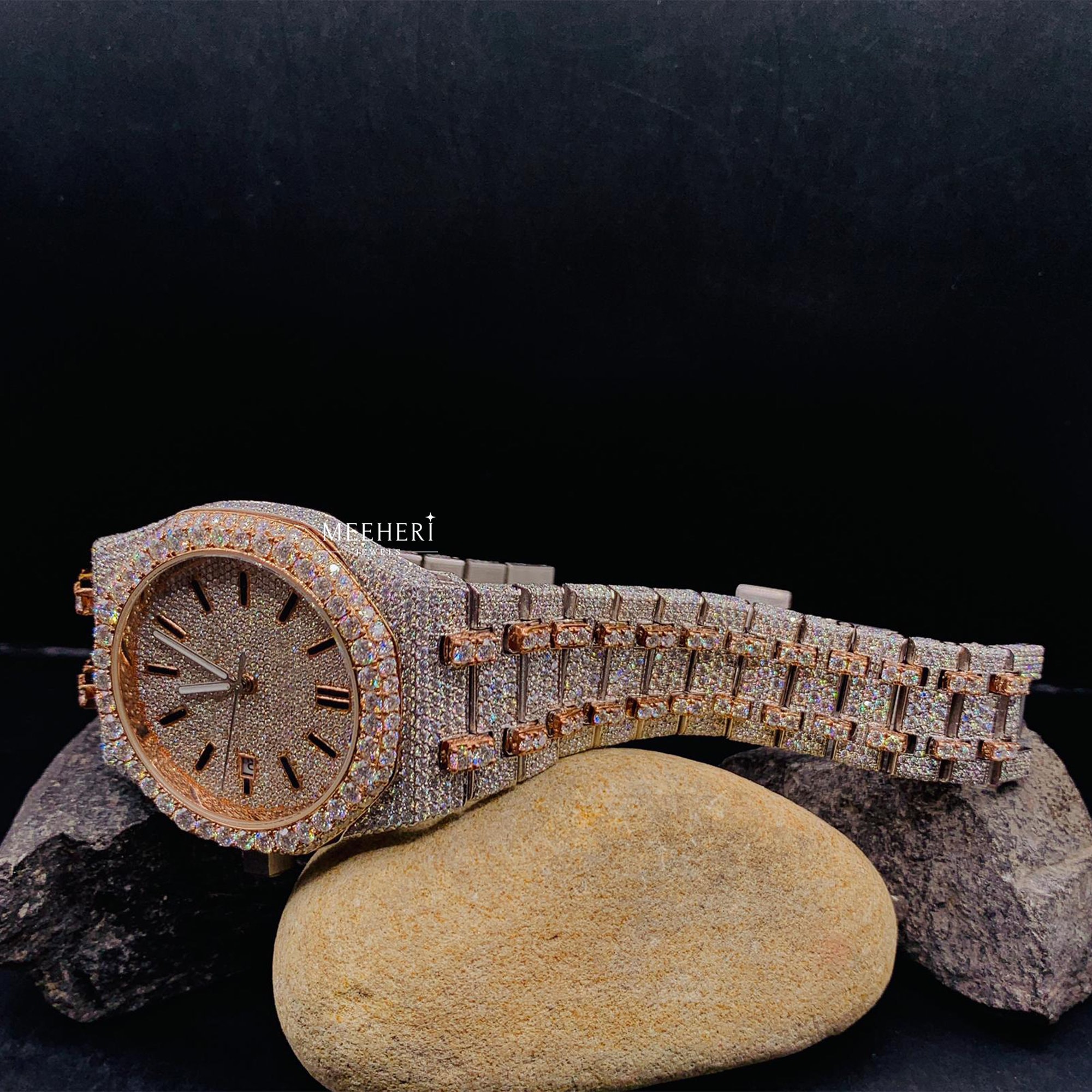 Luxury Moissanite Diamond Watch, Round Cut Iced Out Watch for Men ...