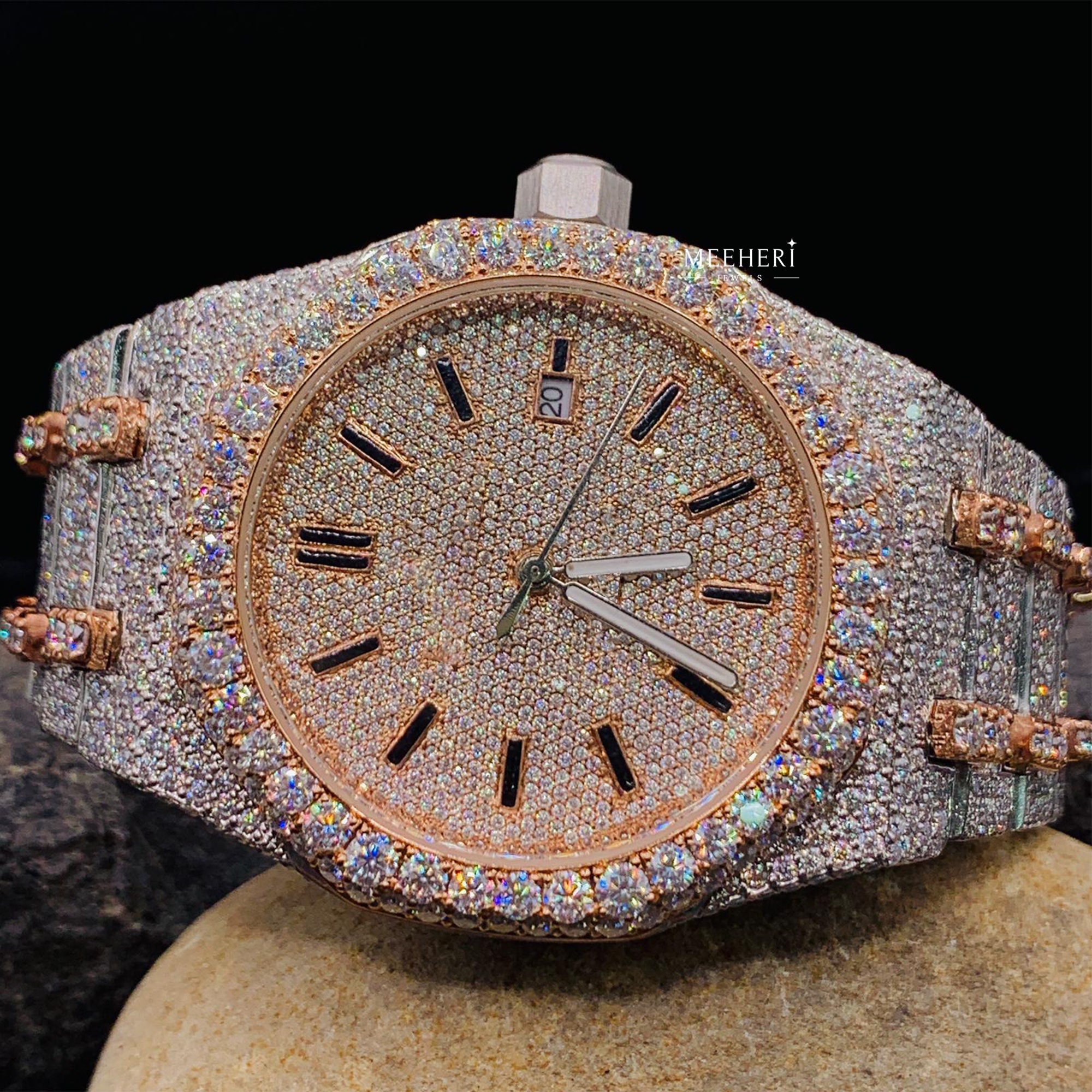 Luxury Moissanite Diamond Watch, Round Cut Iced Out Watch for Men ...