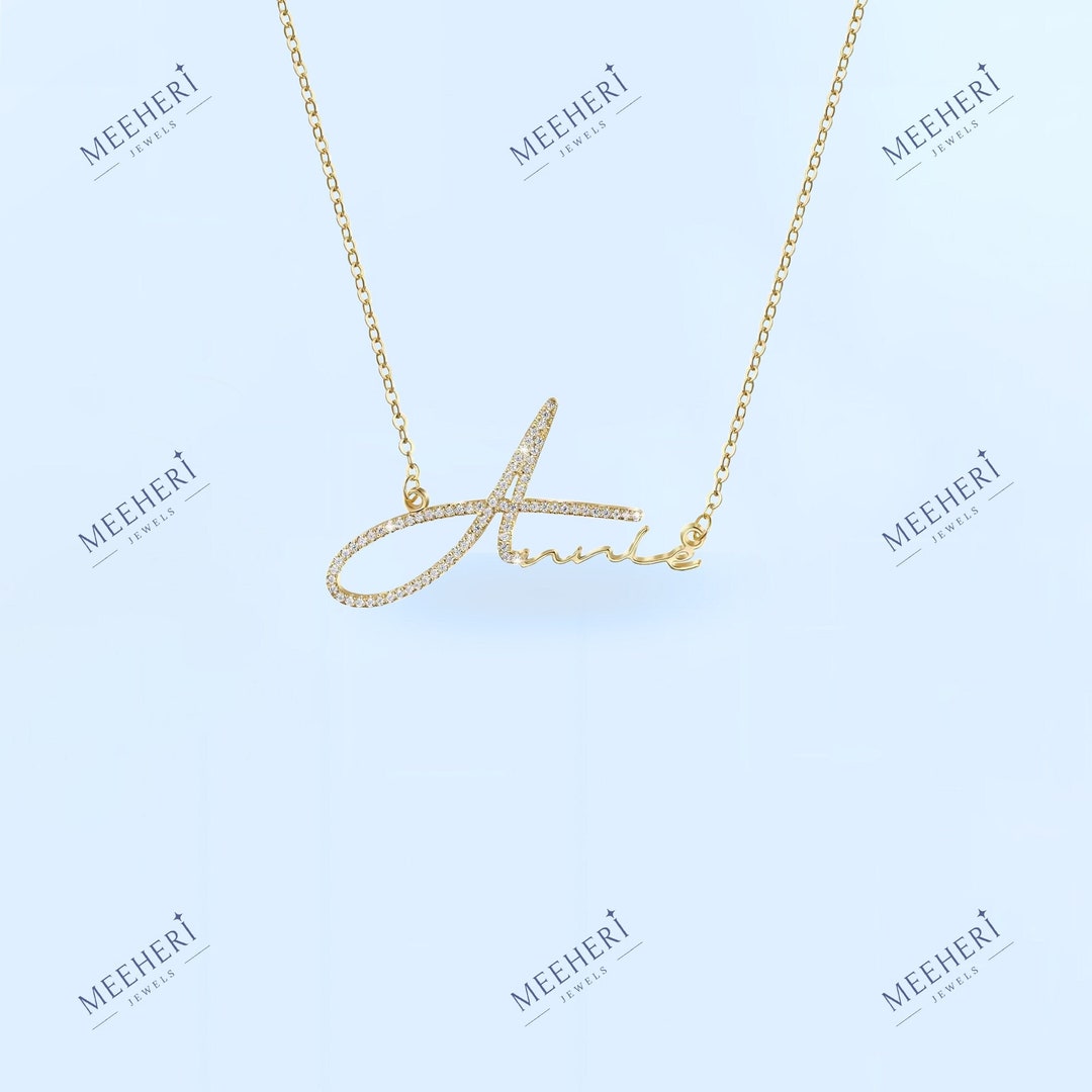 Name Letter Pendant, Diamond Name Pendant, Gold Chain, Name Necklace ...