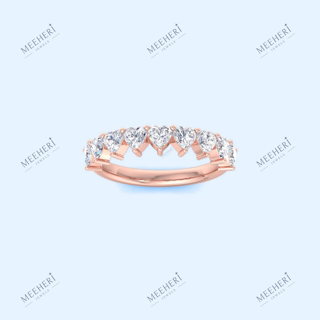 Heart Shape Diamond Wedding Band for Women, Silver/gold Ring ...