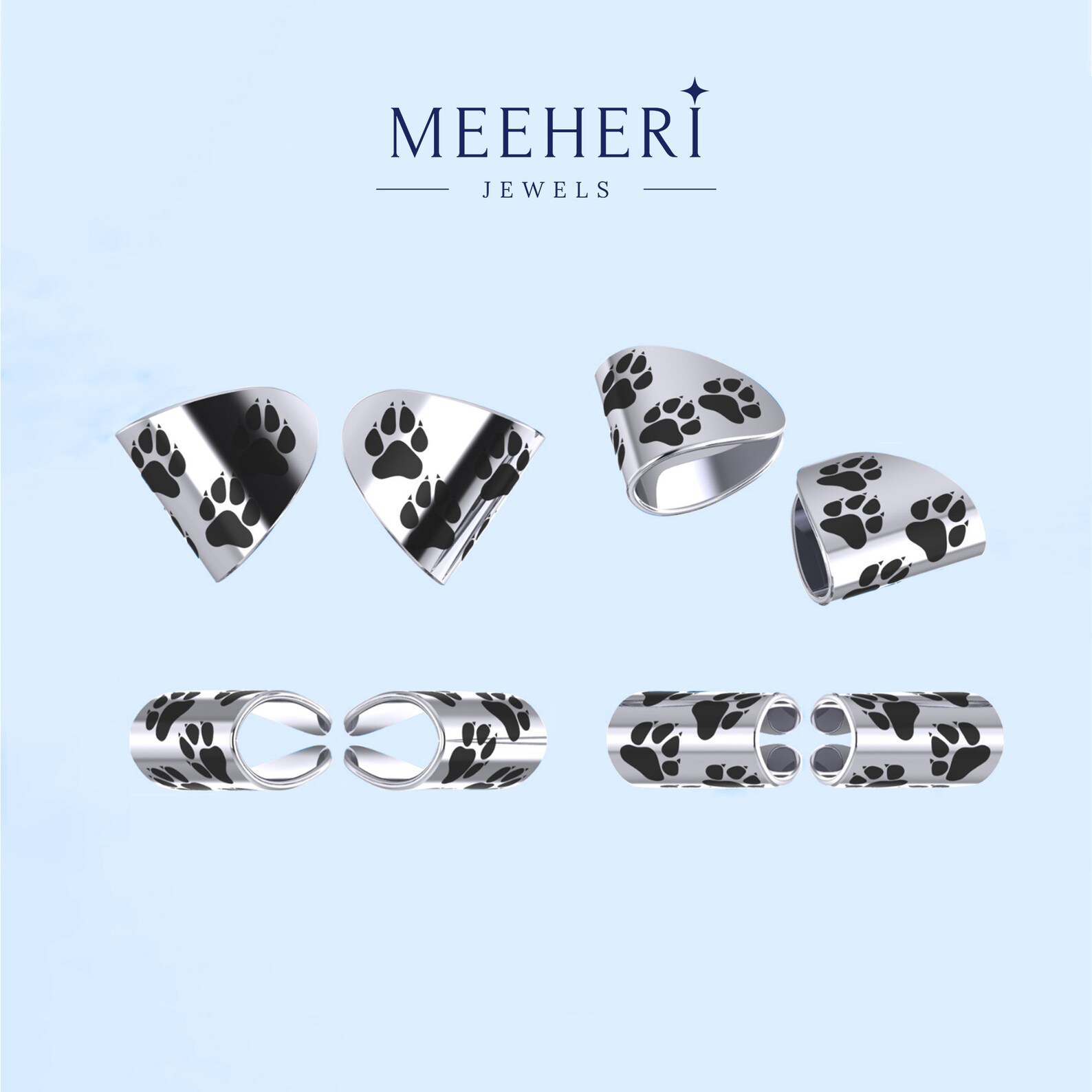 Wolf Paw Marks Cuff Earrings, Silver Ear Cuffs, Animal Paw Ear Cuffs ...