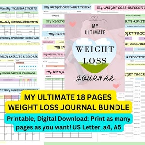 Weight Loss Journal, Weight Loss Bundle, Printable Weight Loss Tracker ...