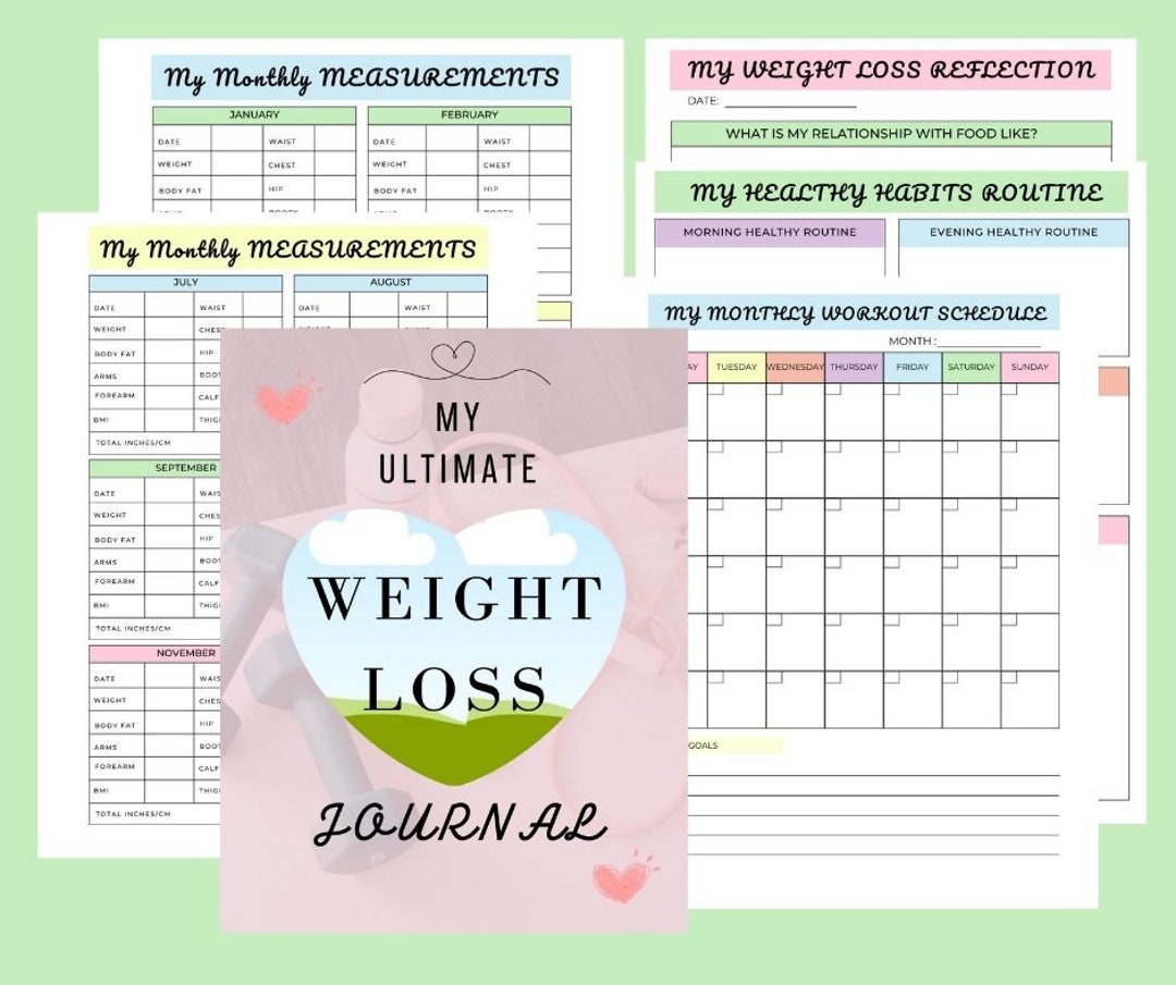 Weight Loss Journal, Weight Loss Bundle, Printable Weight Loss Tracker, Habit Tracker, Workout ...