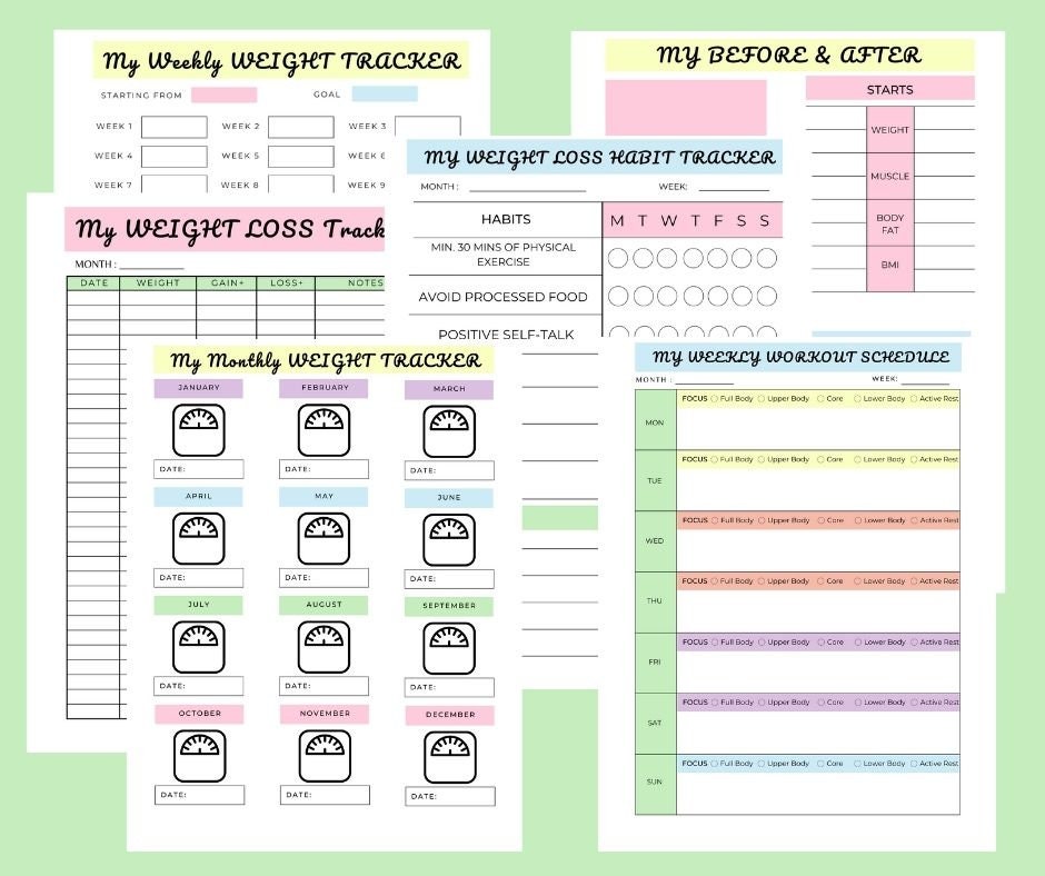 Weight Loss Journal, Weight Loss Bundle, Printable Weight Loss Tracker ...