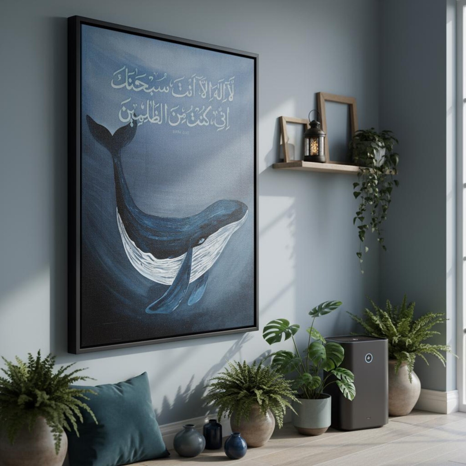 Dua of Prophet Yunus Islamic Art, Blue Whale Canvas Print - Etsy