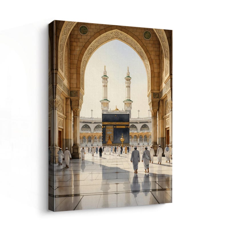 Abstract Kaaba Watercolor Canvas Print | Islamic Home Decor - Etsy