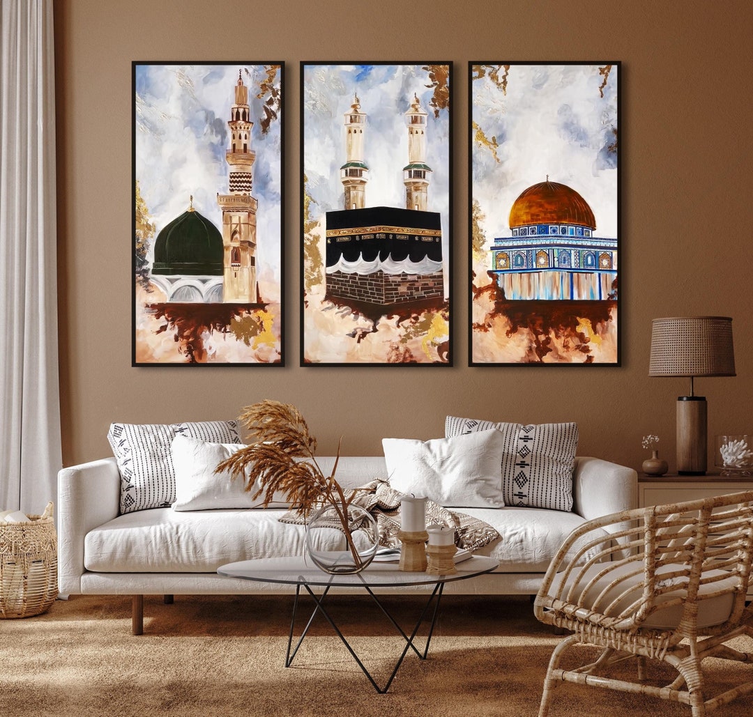 3 Holy Mosque, Kaaba Mecca, Masjid An-nabawi Medina, Al Aqsa, Islamic ...