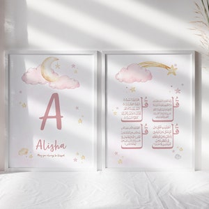 Personalized Name Islamic Wall Art for Kids - Watercolor Islamic ...