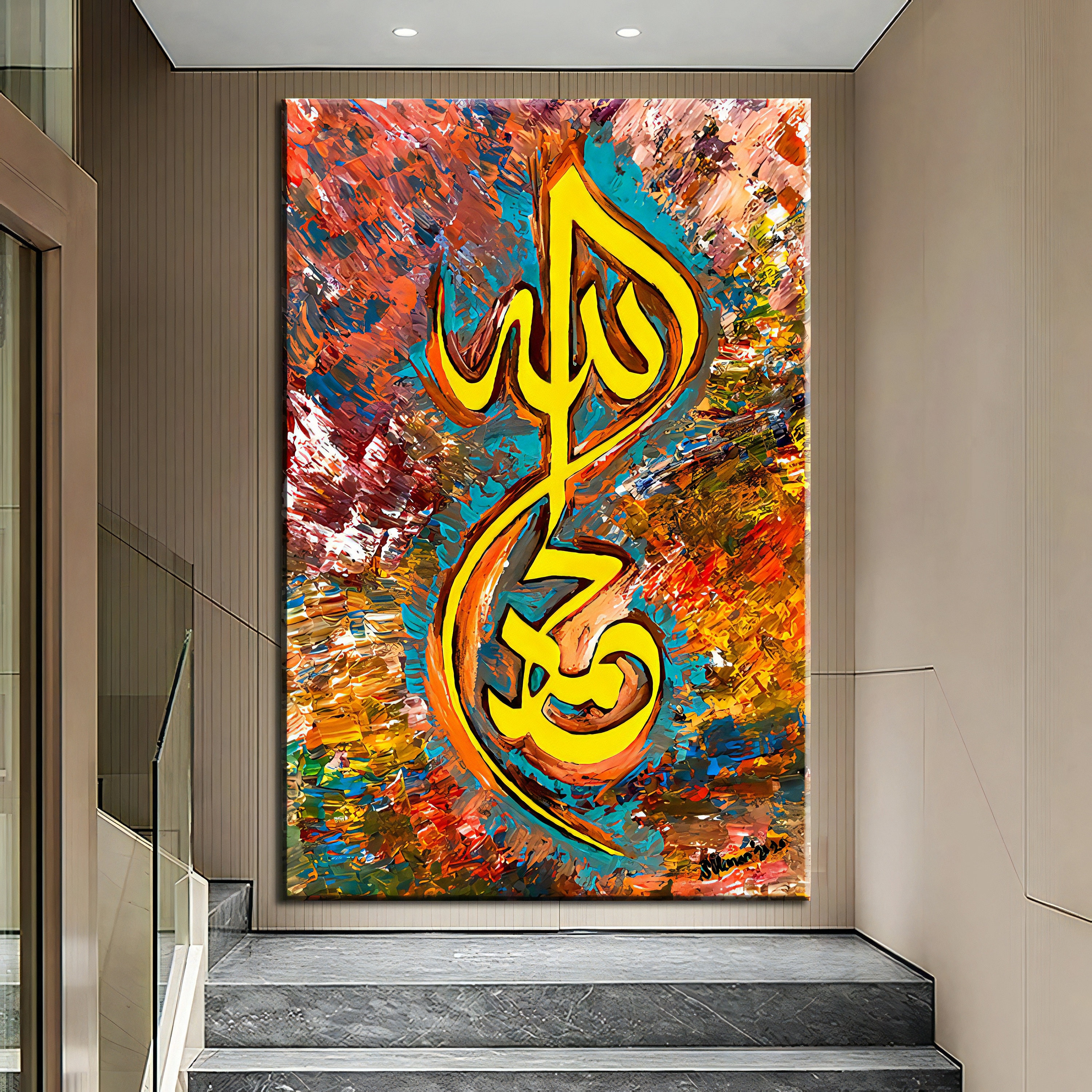 99 Names of Allah Islamic Calligraphy Wall Art Abstract - Etsy Portugal